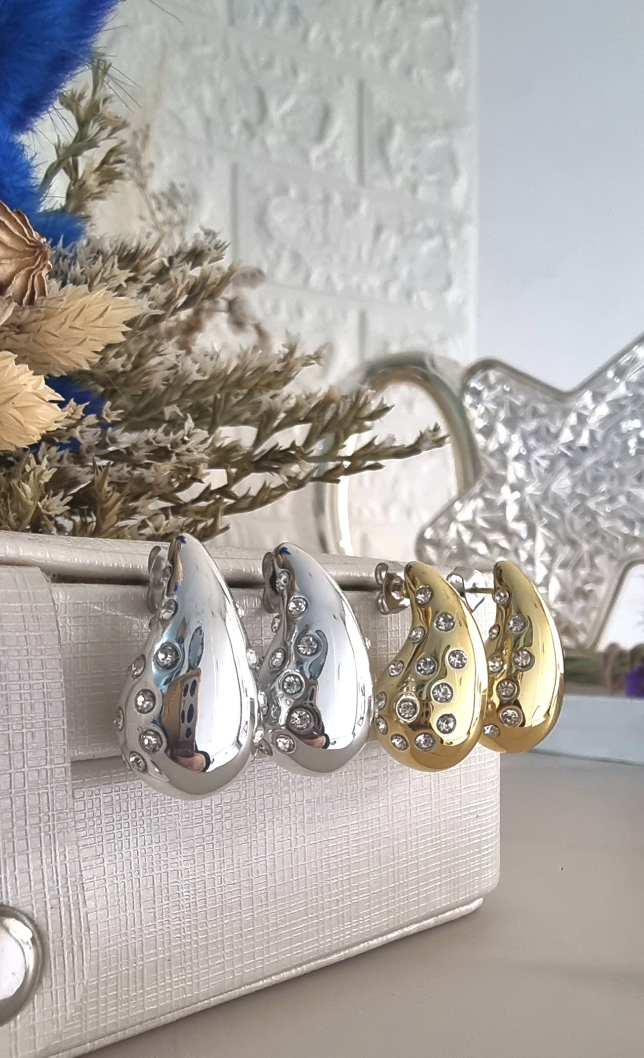 Aros Gota Stras – Yamila Joyas Mayorista